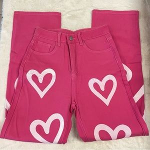 Jeans | Nwt Pink Highwaist Boyfriend Straightleg Jeans With White ...